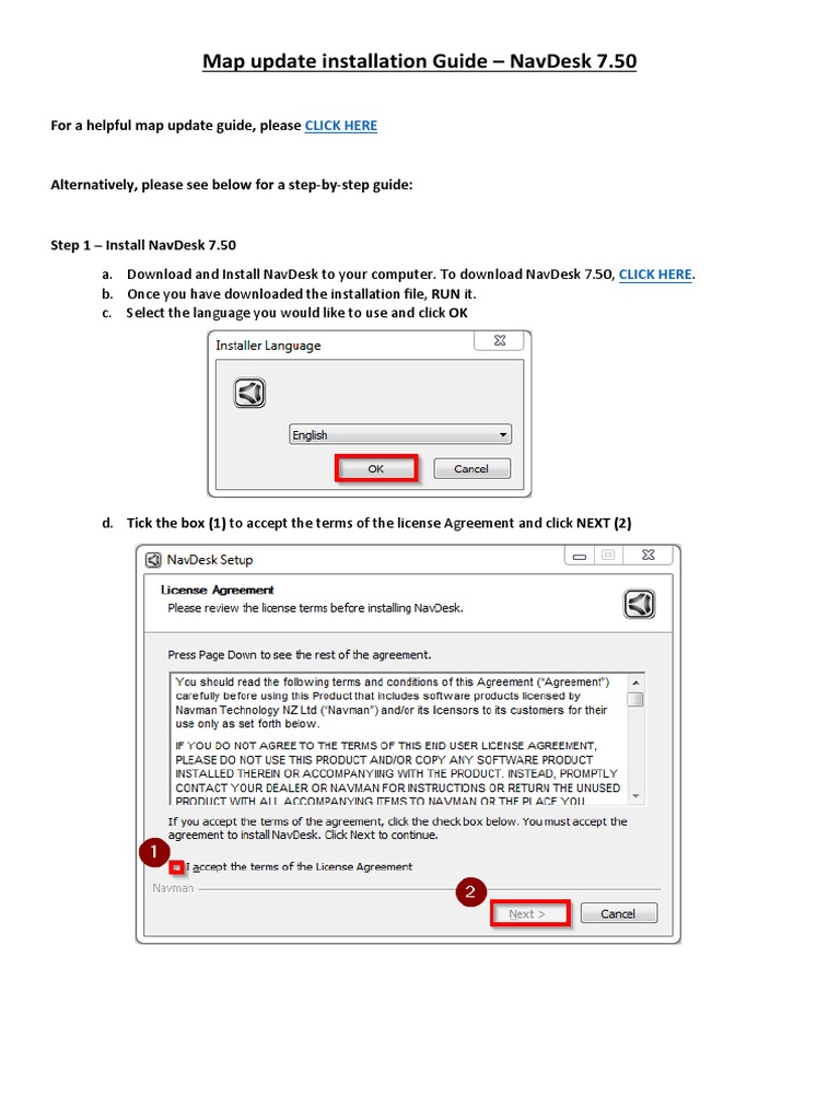 Map Update Installation Guide - NavDesk7.50 (Windows) | PDF