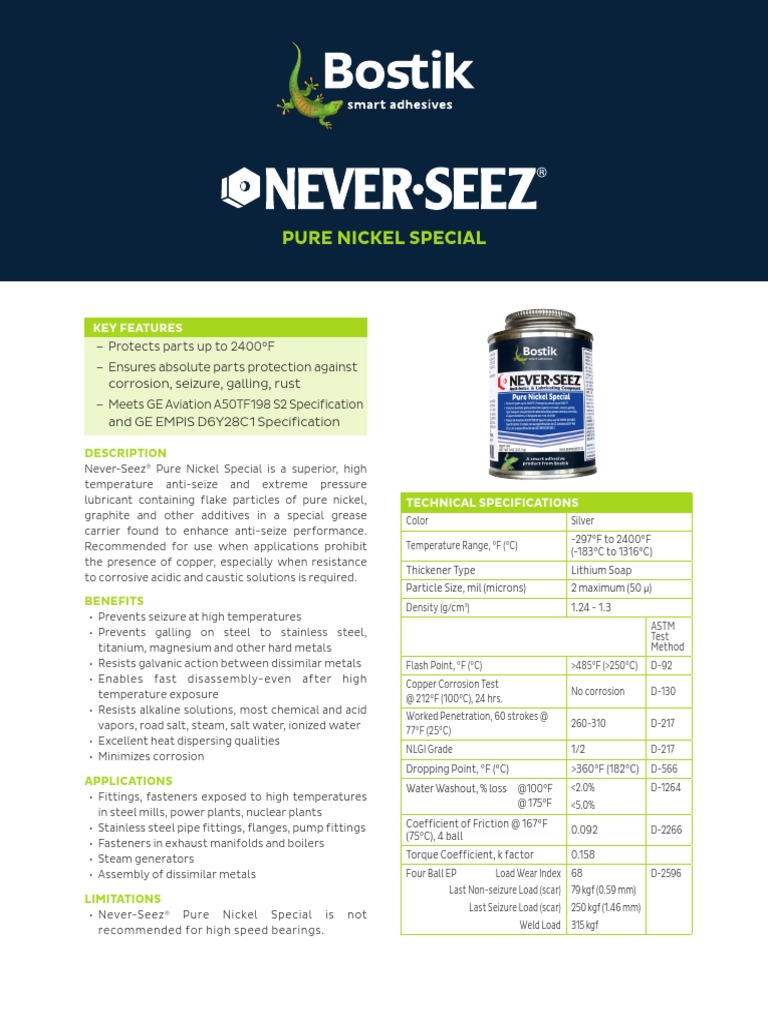 Never Seez Pure Nickel Special | PDF | Corrosion | Chemical Substances