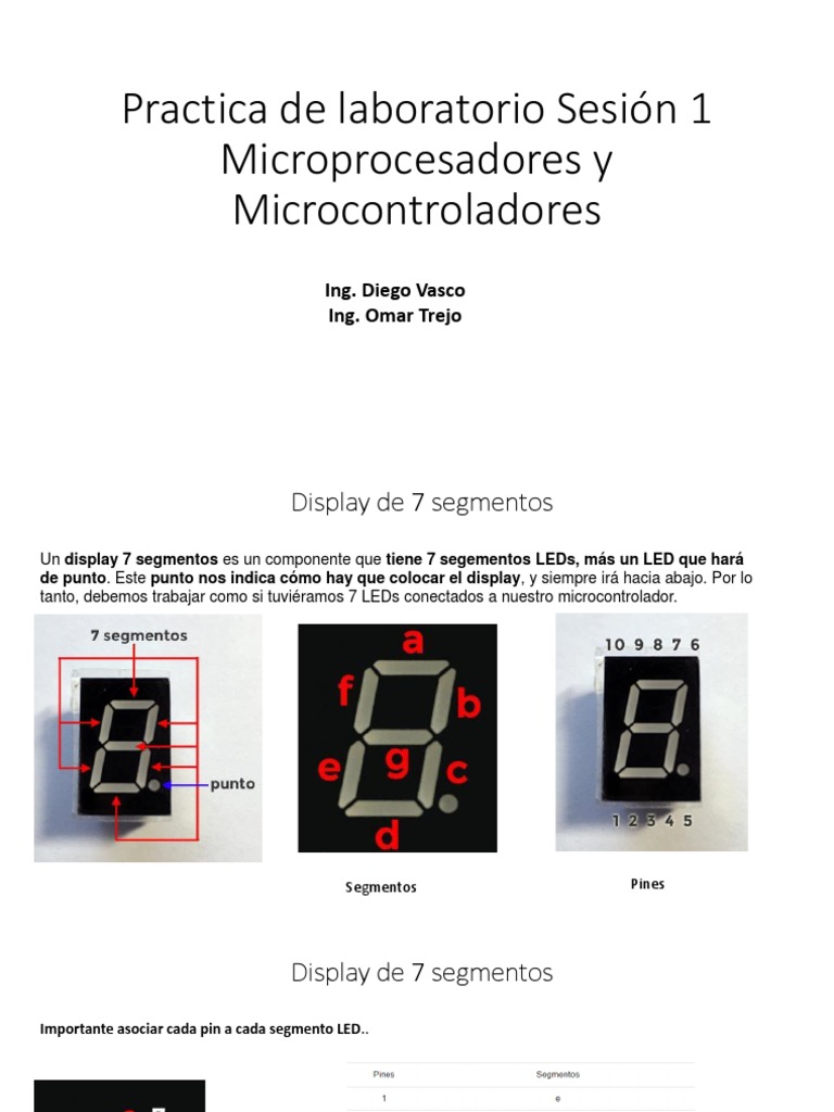 Practica de Laboratorio Sesión 1-Micros Display 7 Segmentos | PDF | Microcontrolador | Diodo ...