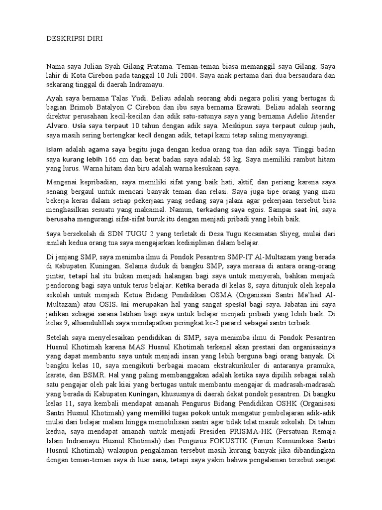 Deskripsi Diri Its | PDF
