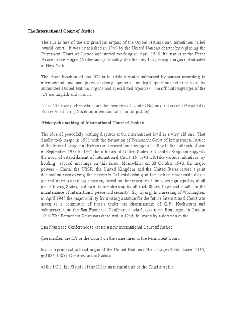 The Origins and Structure of the International Court of Justice: A ...