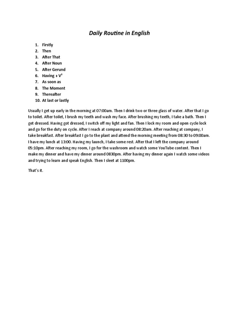 My Daily Routine in English | PDF