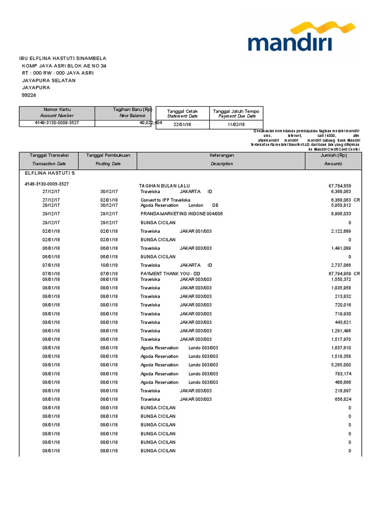 Nota Tagihan Mandiri | PDF