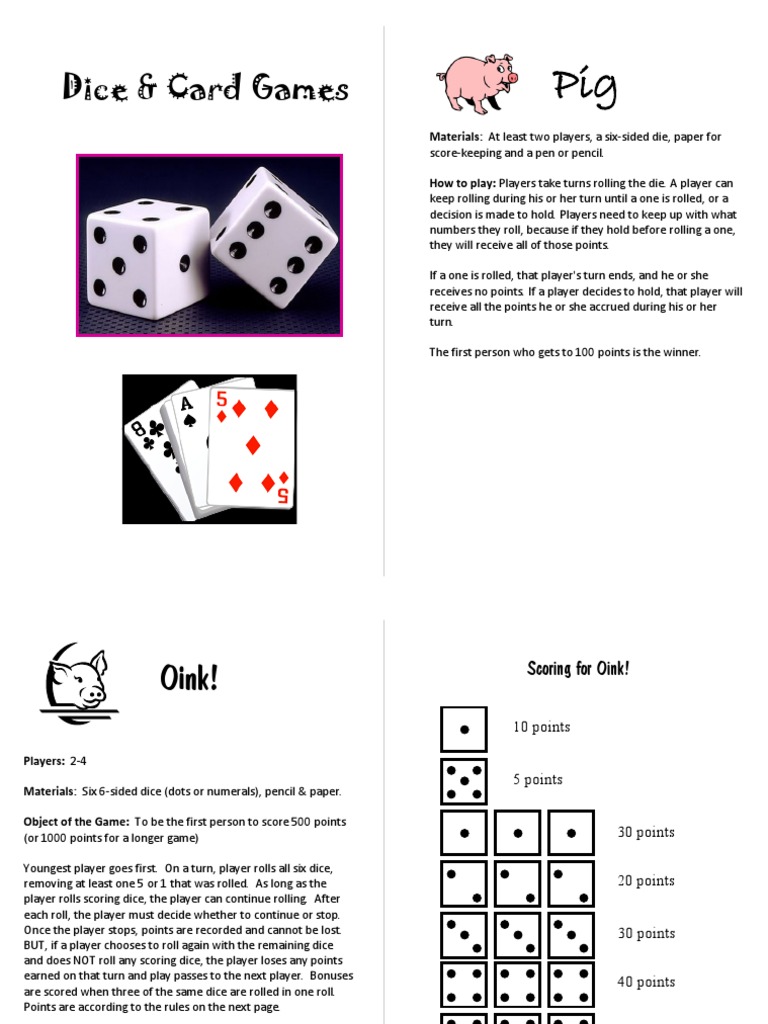 Dice Games Booklet | PDF | Gambling | Consumer Goods