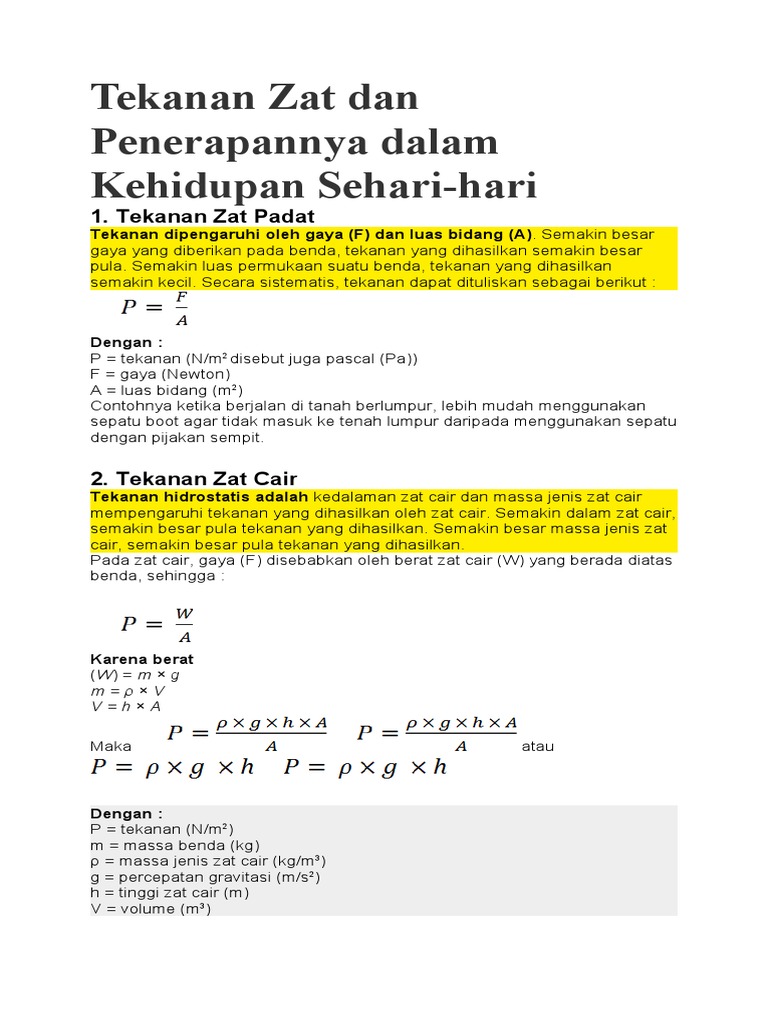 Tekanan Zat Dan Penerapannya Dalam Kehidupan Sehari | PDF | Ilmu Sosial