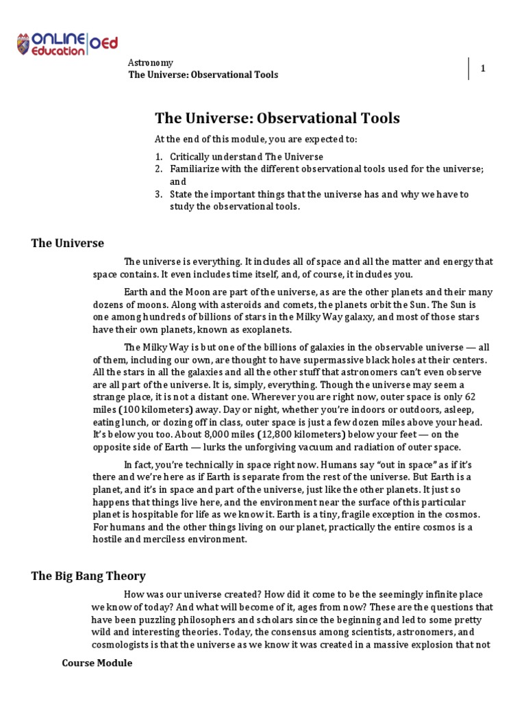 The Universe: Observational Tools | PDF | Telescope | Universe