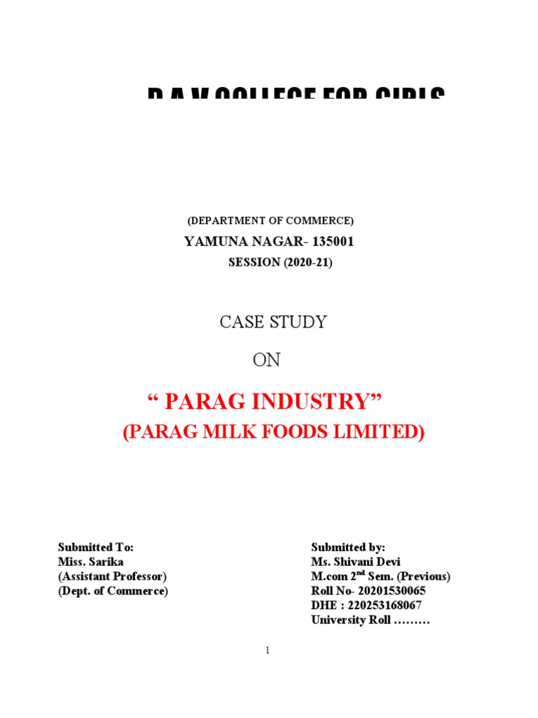 Parag Case Study Final1 | PDF | Business | Cooking, Food & Wine