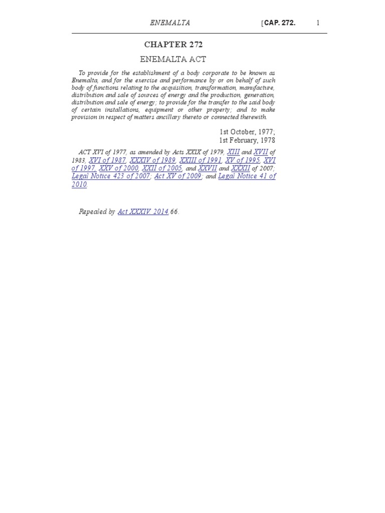Enemalta Act | PDF