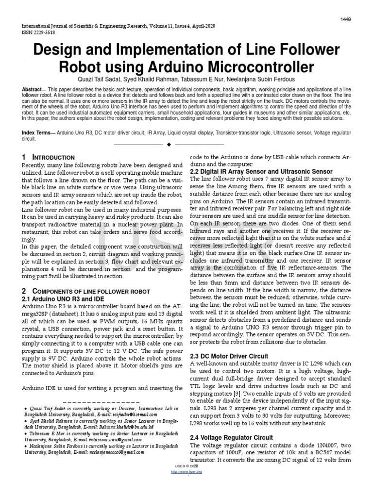 Design and Implementation of Line Follower Robot Using Arduino ...