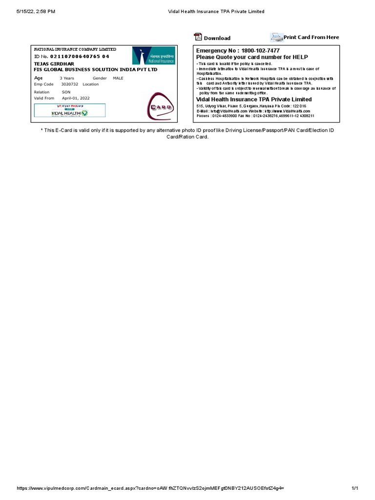 Vidal Health Insurance TPA Private Limited4 | PDF