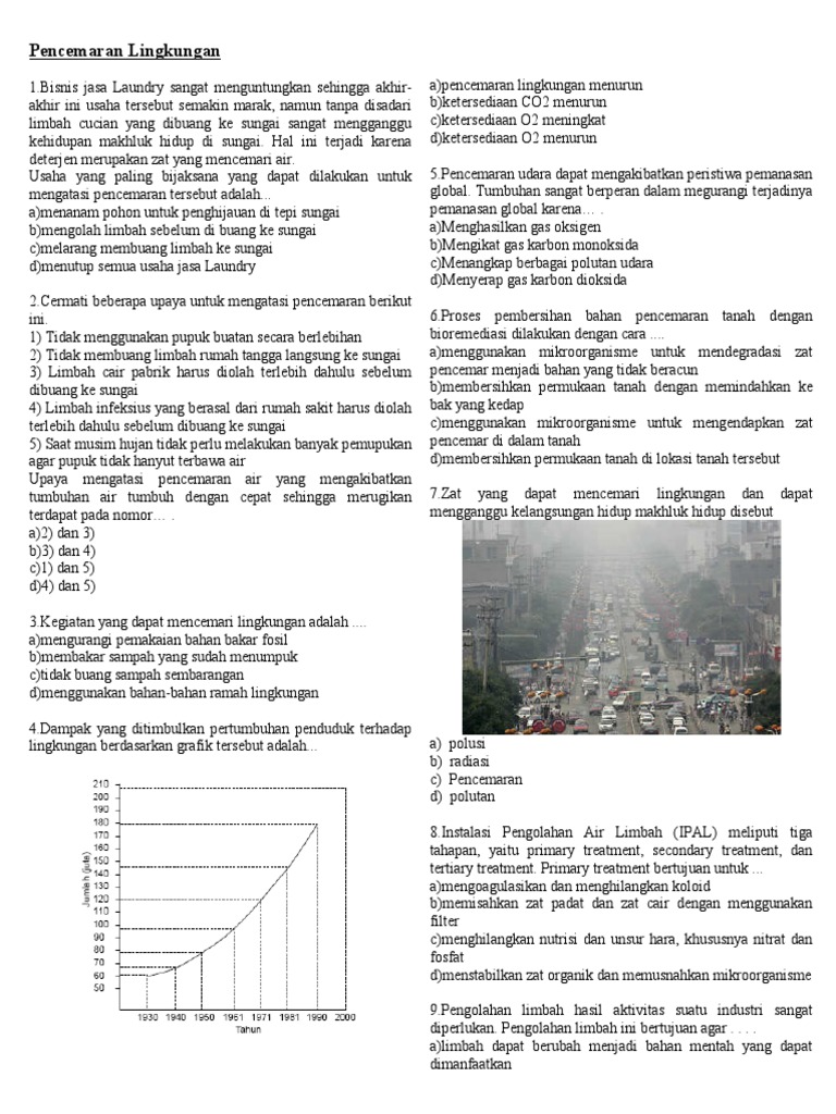 Latihan Soal Pencemaran Lingkungan | PDF
