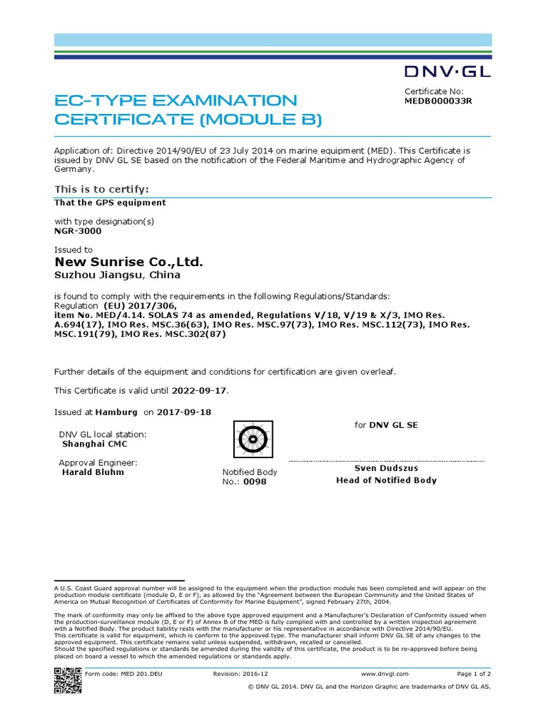 NGR-3000-GPS-Module-B MED Appoval | PDF