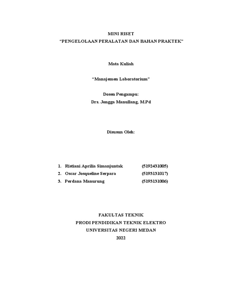 Mini Riset - Kelompok 6 - Manajemen Laboratorium | PDF