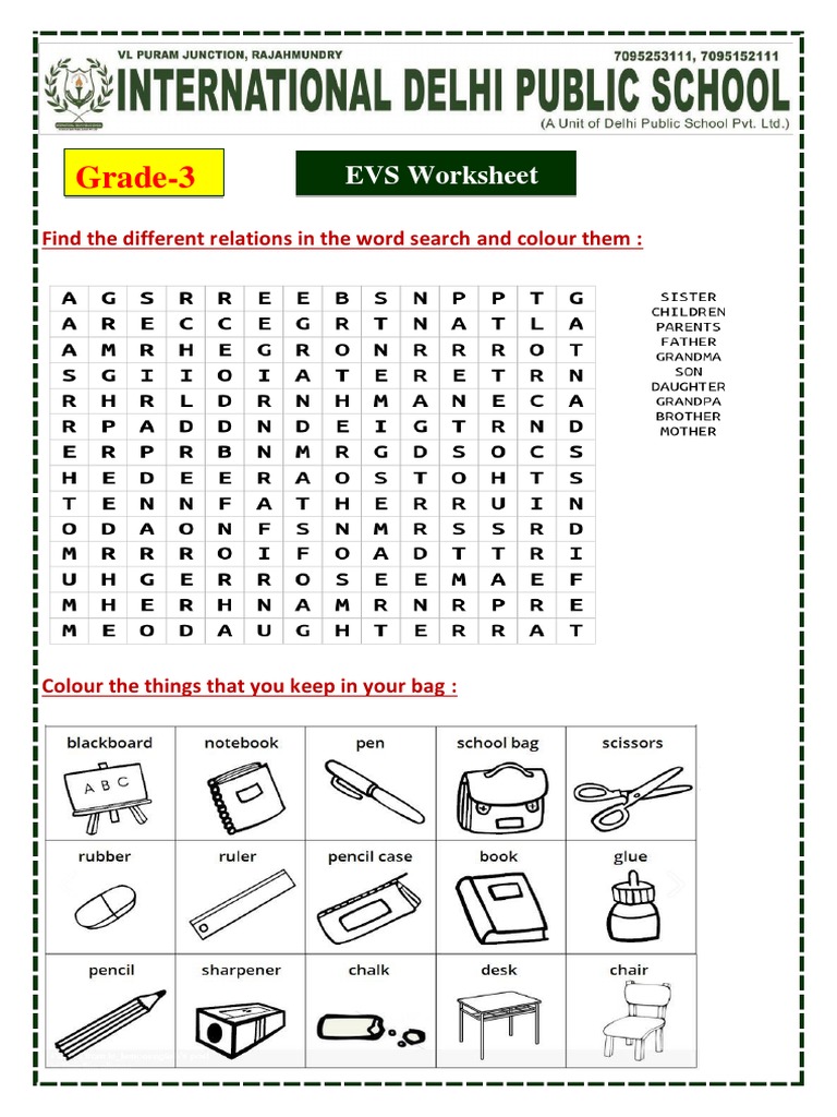 Grade 3 EVS Worksheet 1 | PDF | Language Arts & Discipline