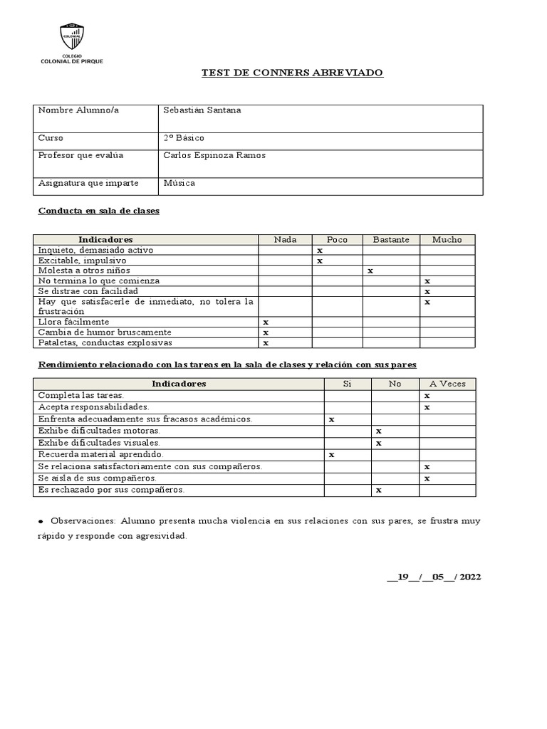 Test de Conners 2022 | PDF