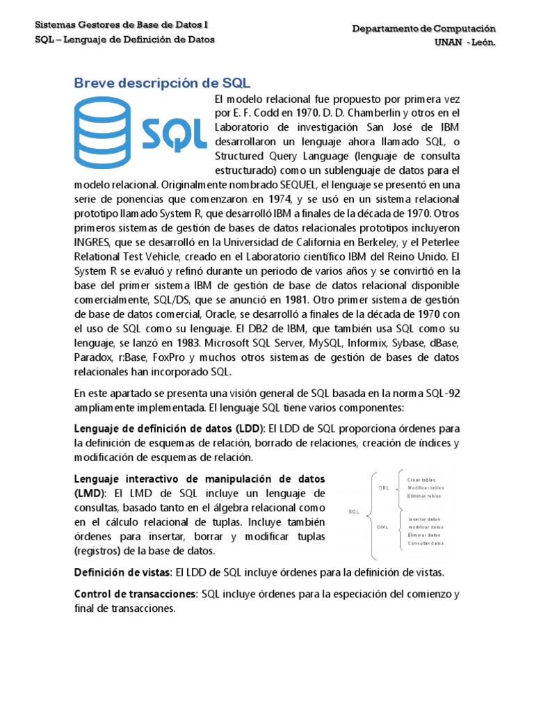 Practica Introducción a MySQL- LDD | PDF | SQL | Bases de datos