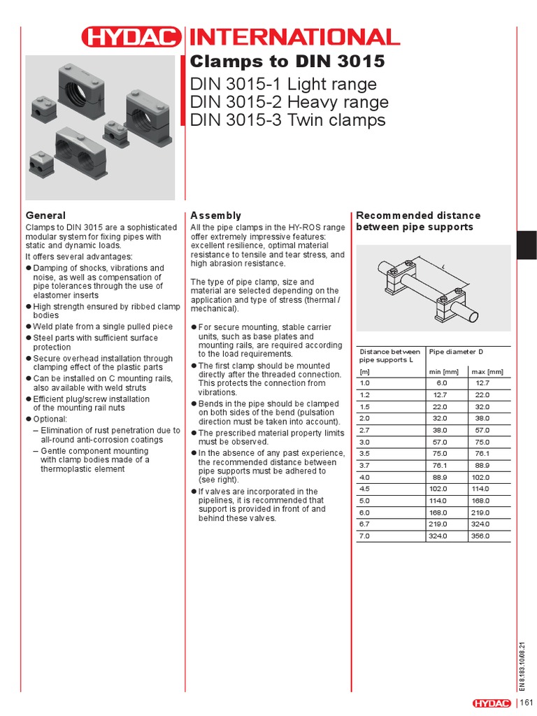 Clamps to DIN 3015 Guide | PDF | Screw | Pipe (Fluid Conveyance)