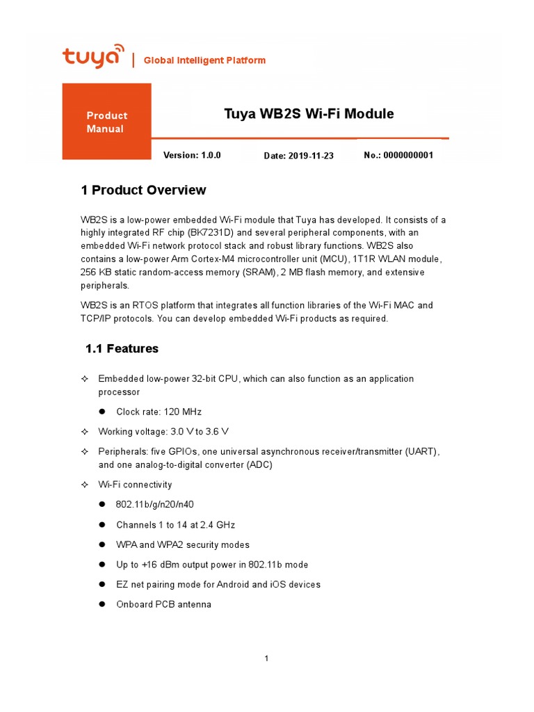 WB2S Module Datasheet Summary | PDF | Ieee 802.11 | Wi Fi