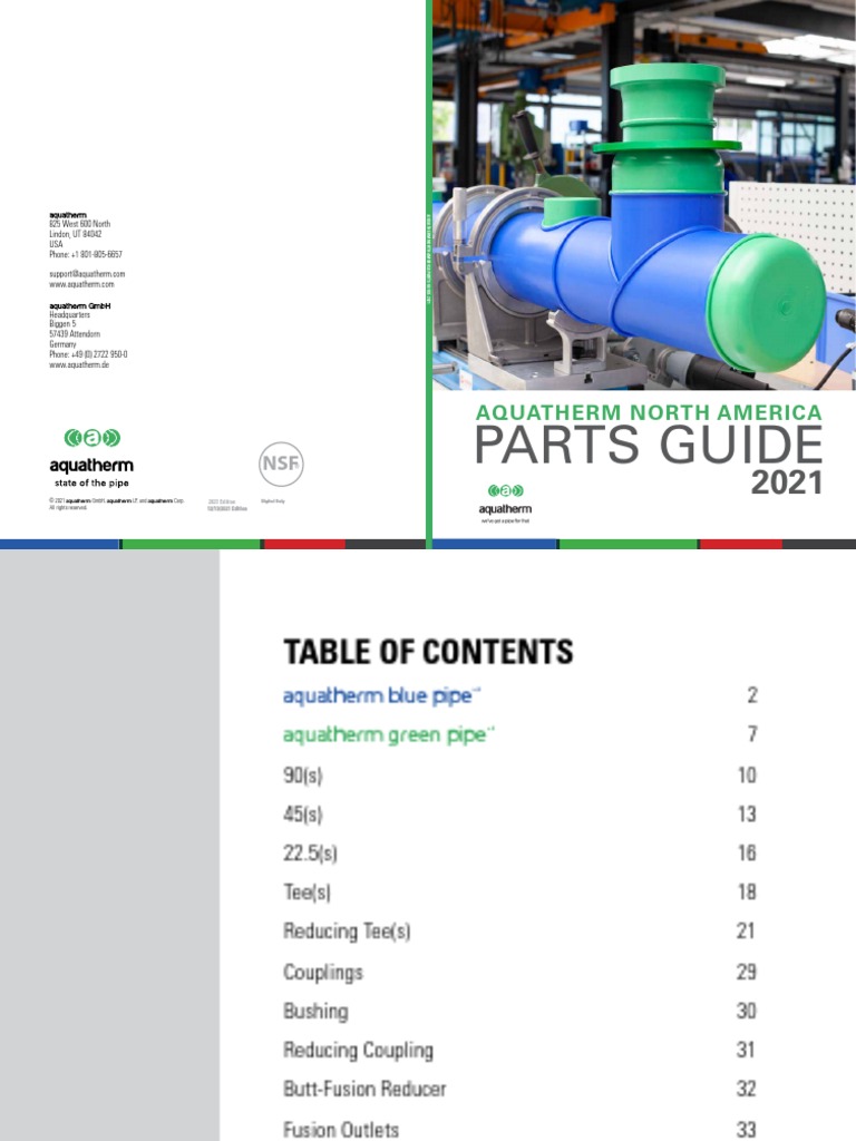 Parts Guide: Aquatherm North America | PDF | Pipe (Fluid Conveyance) | Length