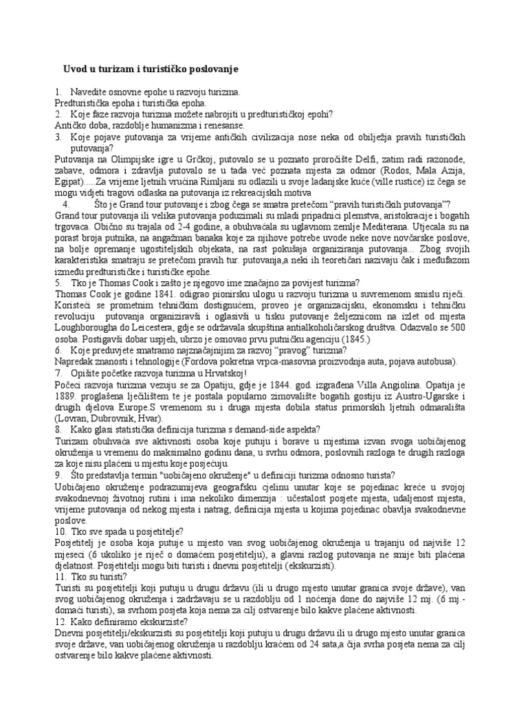 Uvod u turizam i turističko poslovanje | PDF