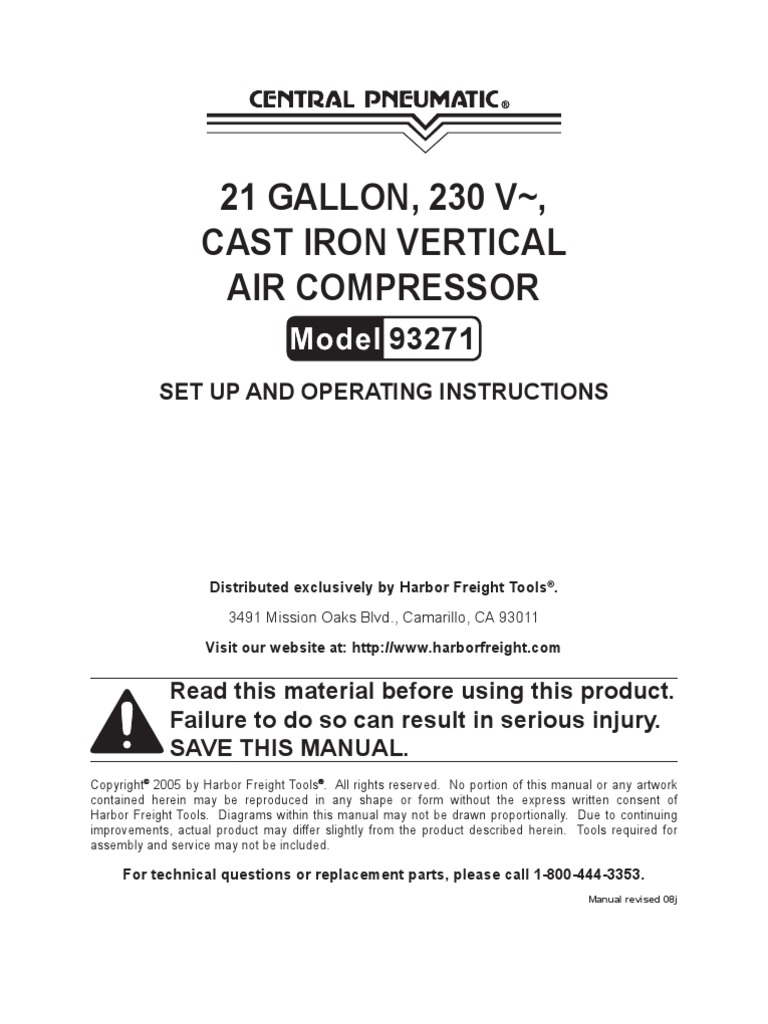 Air Compressor Manual | PDF | Valve | Cylinder (Engine)