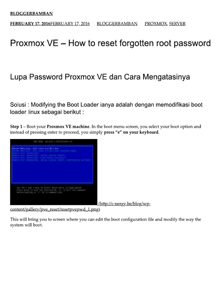 Proxmox VE Reset Password | PDF