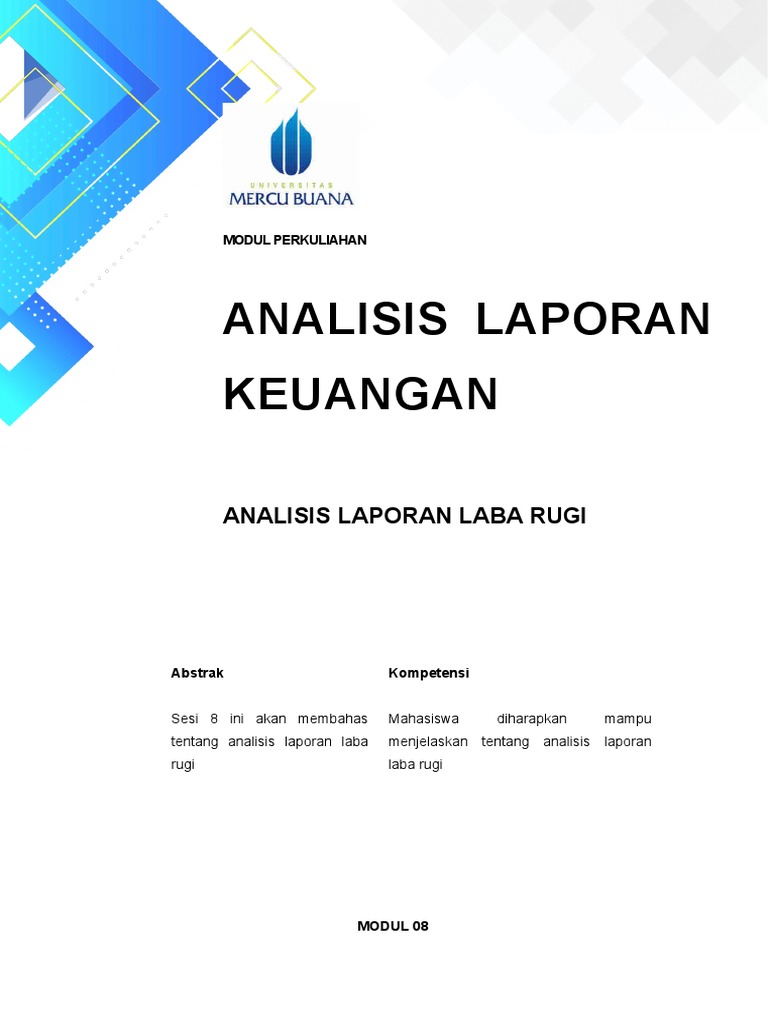 MODUL ALK 08 (Analisis Laporan Laba Rugi) | PDF