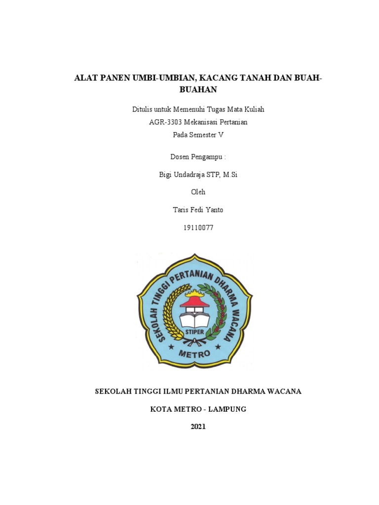 Makalah Alat Panen Umbi | PDF