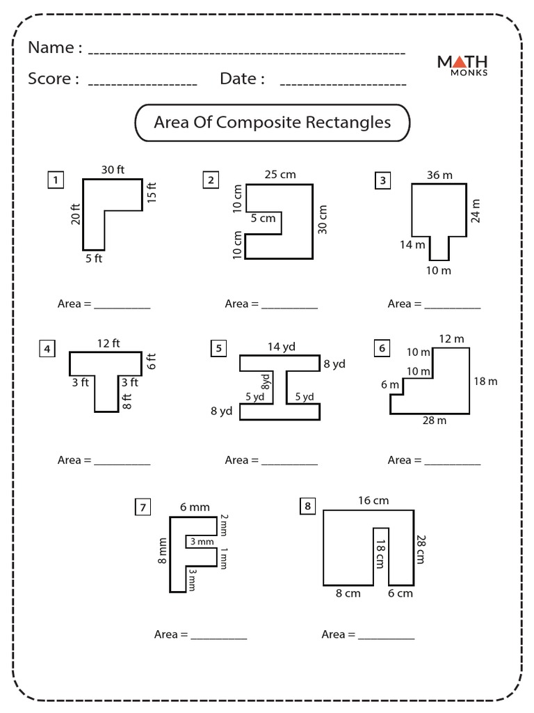 Area of Composite Rectangles Worksheet | PDF