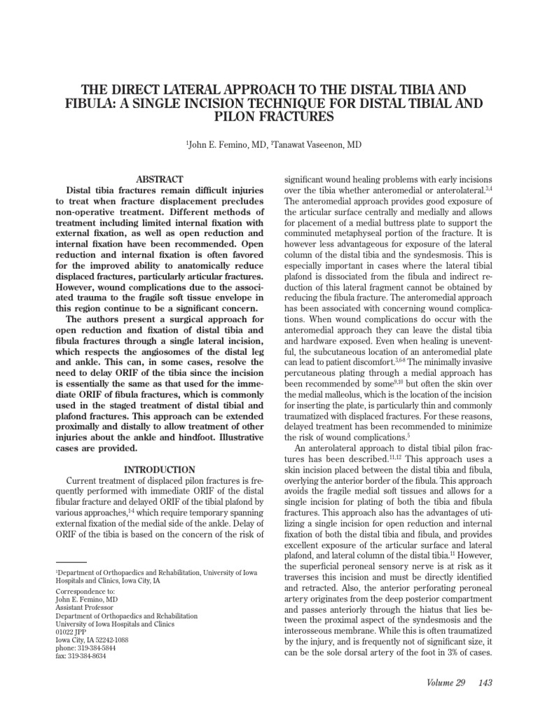 The Direct Lateral Approach: A Single Incision Technique for Open ...
