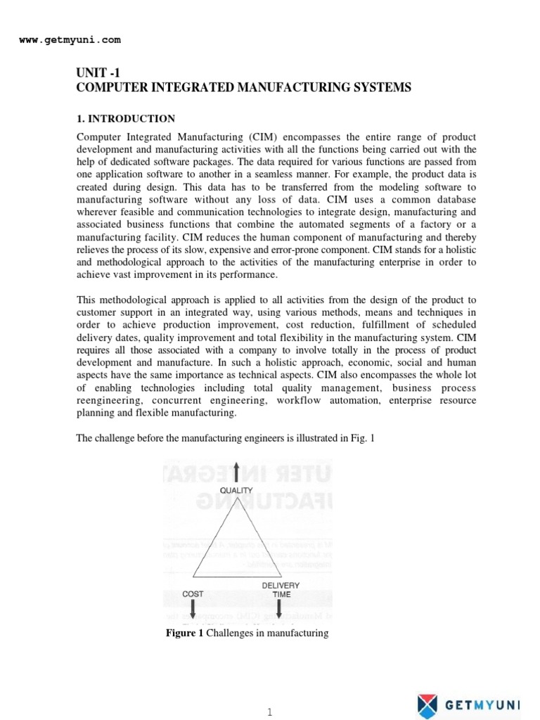Mechanical Engineering Computer-Integrated-manufacturing-systems ...