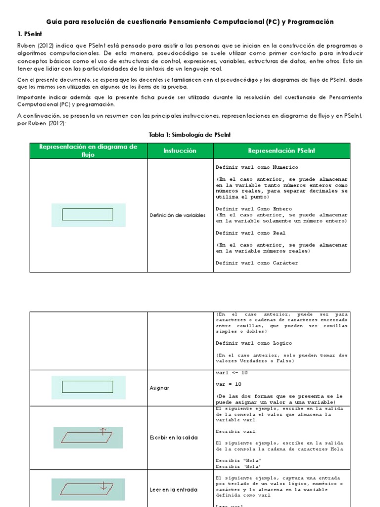 Simbología PSeint[9493] | PDF | Algoritmos | Lenguaje de programación