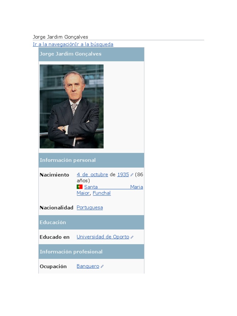 Jorge Jardim Gonçalves: Biografía y Controversias | PDF | Negocios ...