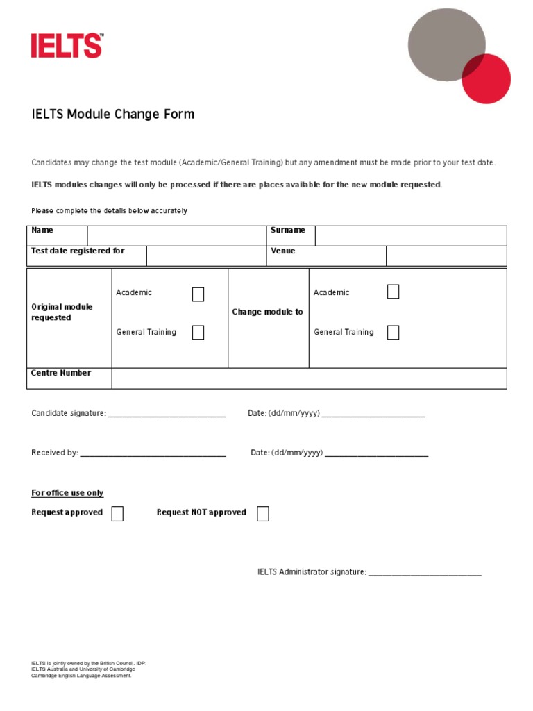 Ielts Module Change Form 0 | PDF | Career & Growth | Business