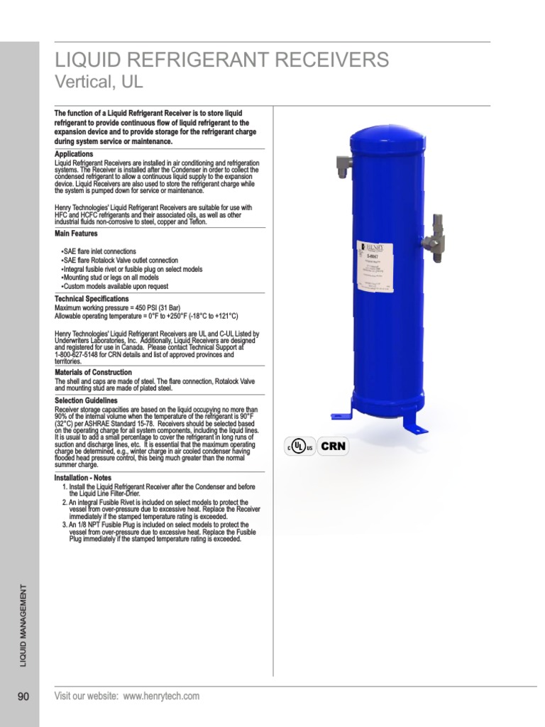 Liquid Refrigerant Receivers: Vertical, UL | PDF | Liquids | Pump