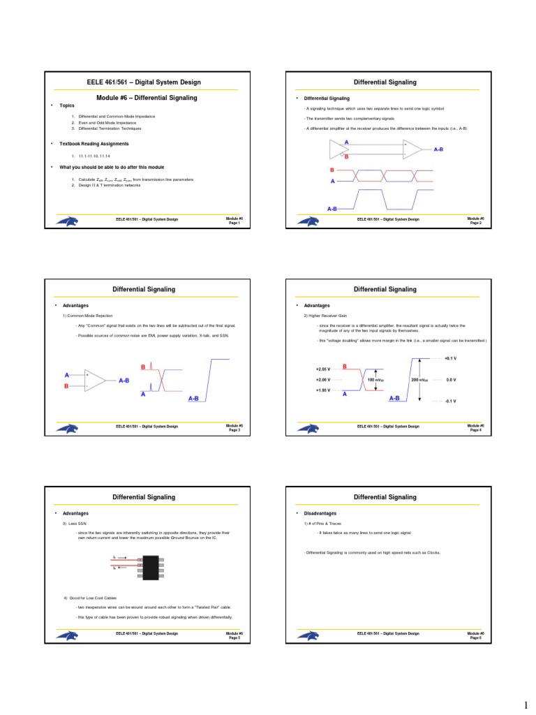 EELE 461/561 - Digital System Design Module #6 - Differential Signaling ... EELE 461/561 - Digital System Design Module #6 - Differential Signaling ...
