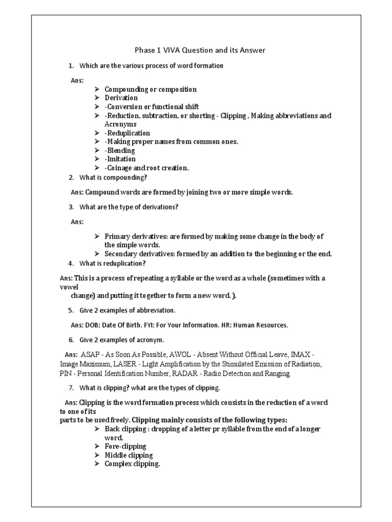 Phase 1 VIVA Question and Its Answer | PDF | Language Mechanics ...