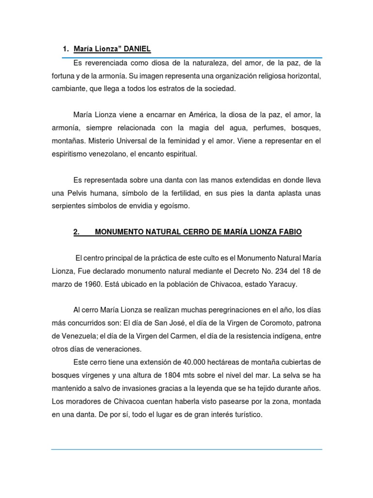 Maria Lionza Arte y Patrimonio Iii Lapso | PDF