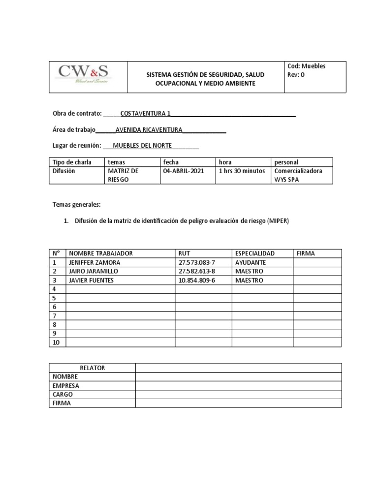 Formato de Difusion de Miper | PDF