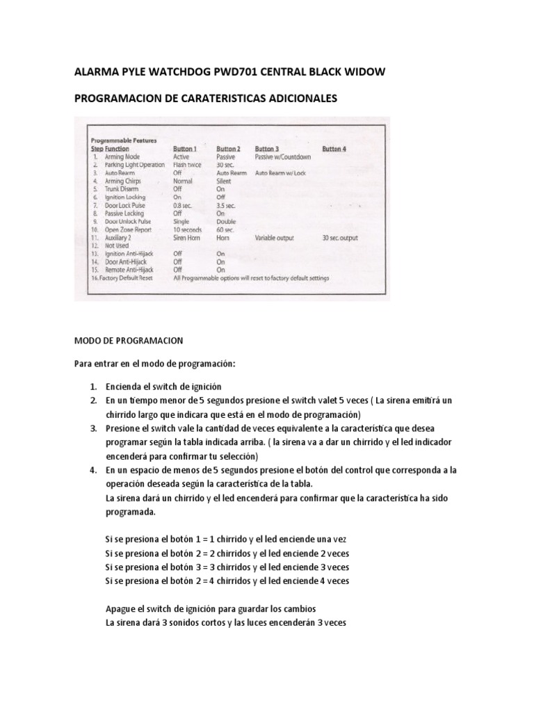 ALARMA PYLE WATCHDOG PWD701 CENTRAL BLACK WIDO1 RRR | PDF | Diodo emisor de luz