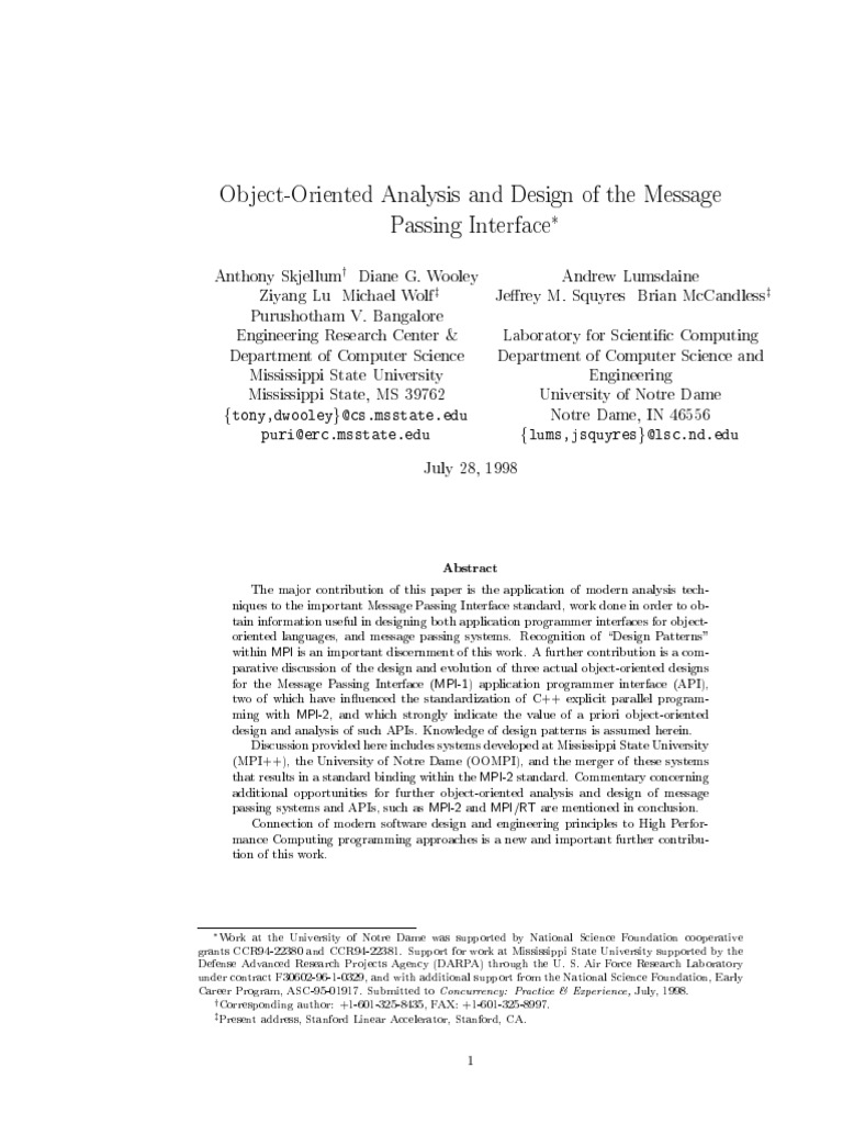 Object Oriented Analysis And Design Of T Descargar Gratis Pdf Message Passing Interface