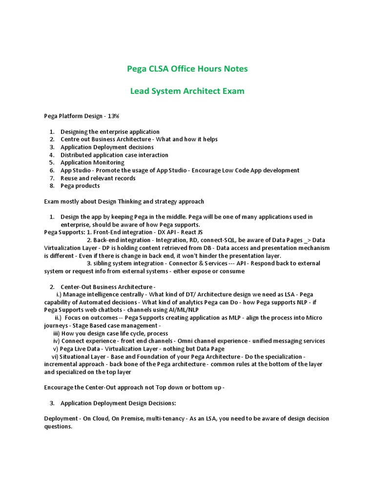 Pega CLSA Exam Preparation Notes | PDF | Data Model | Cloud Computing