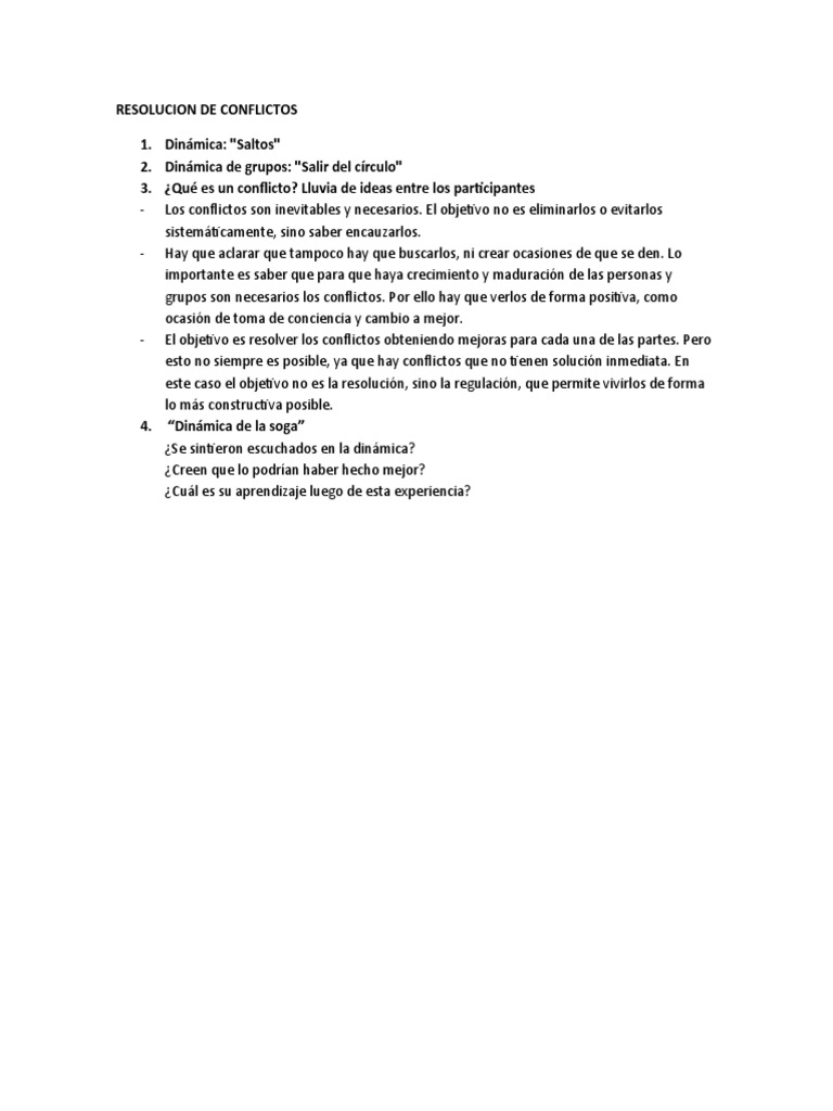 Resolución de Conflictos Secundaria | PDF