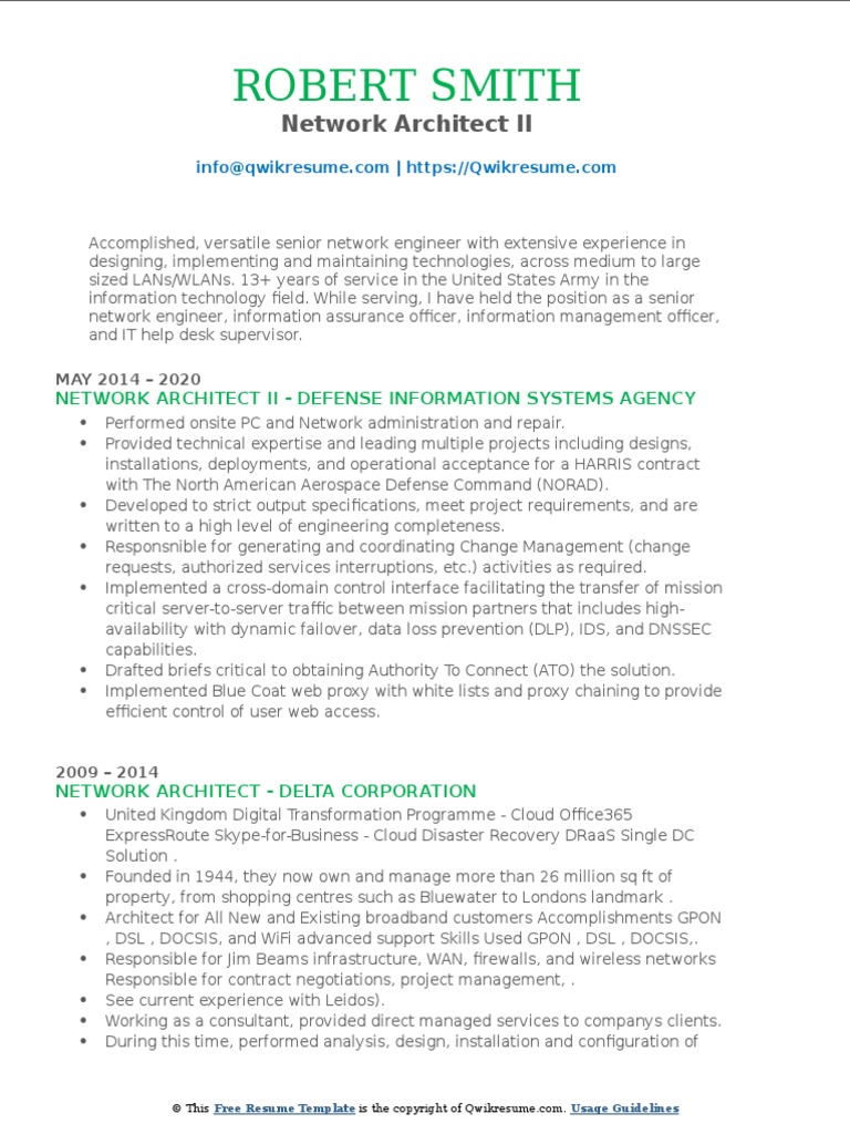 Network-Architect Sample Resume 3 | PDF | Computer Network | Cisco ...