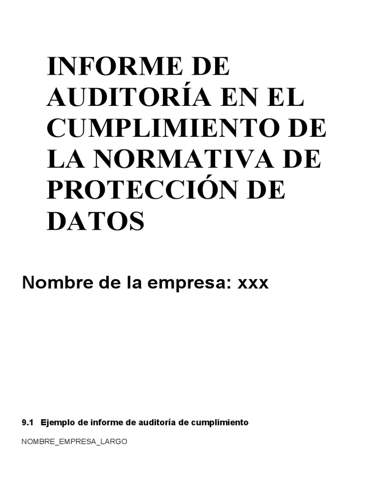 Ejemplo Informe Auditoria Lopd | PDF | La seguridad informática | Seguridad