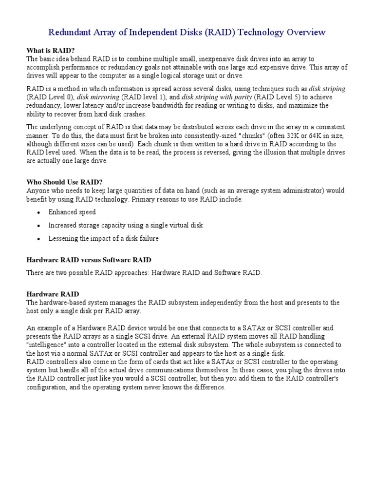 RAID Technology Overview | PDF
