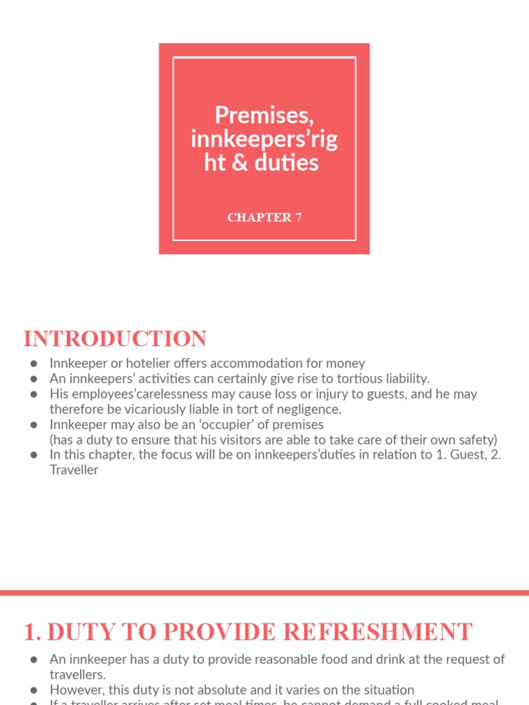 Innkeeper Duties and Discrimination Laws | PDF | Inn | Discrimination