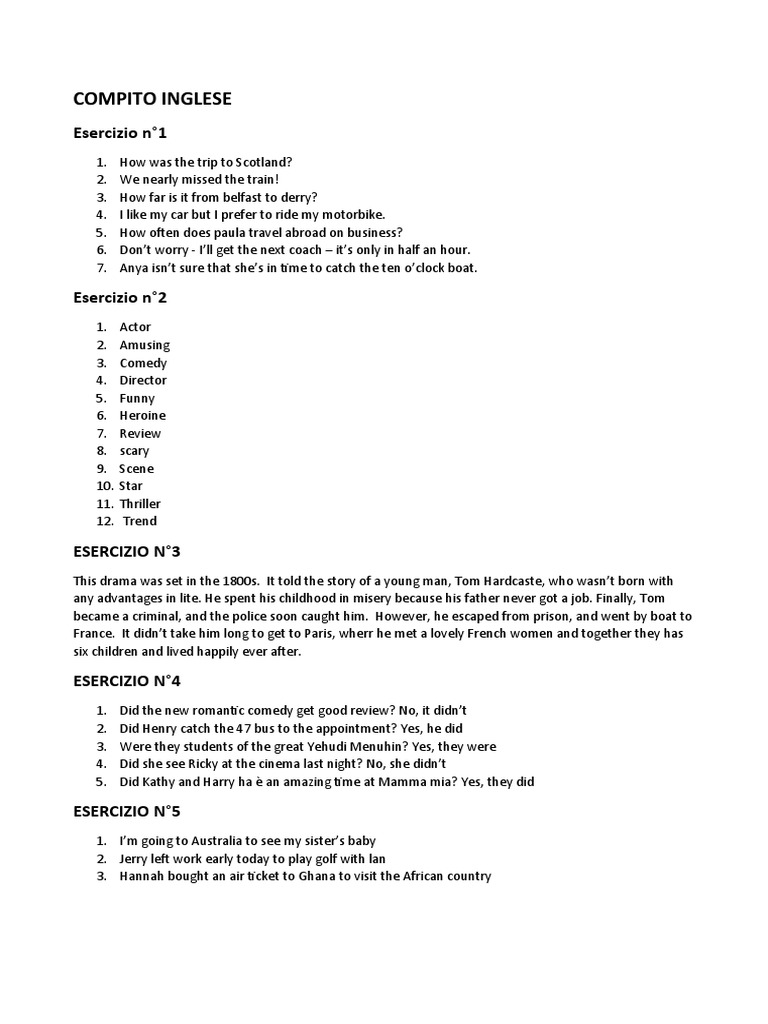 Compito Inglese Pag 244 - 245 | PDF