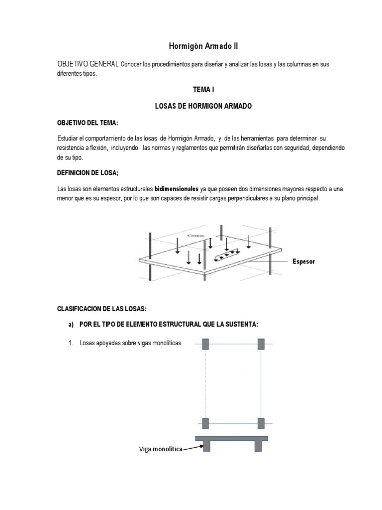 Análisis y diseño de losas de hormigón armado: tipos de losas, comportamiento a flexión, cálculo ...
