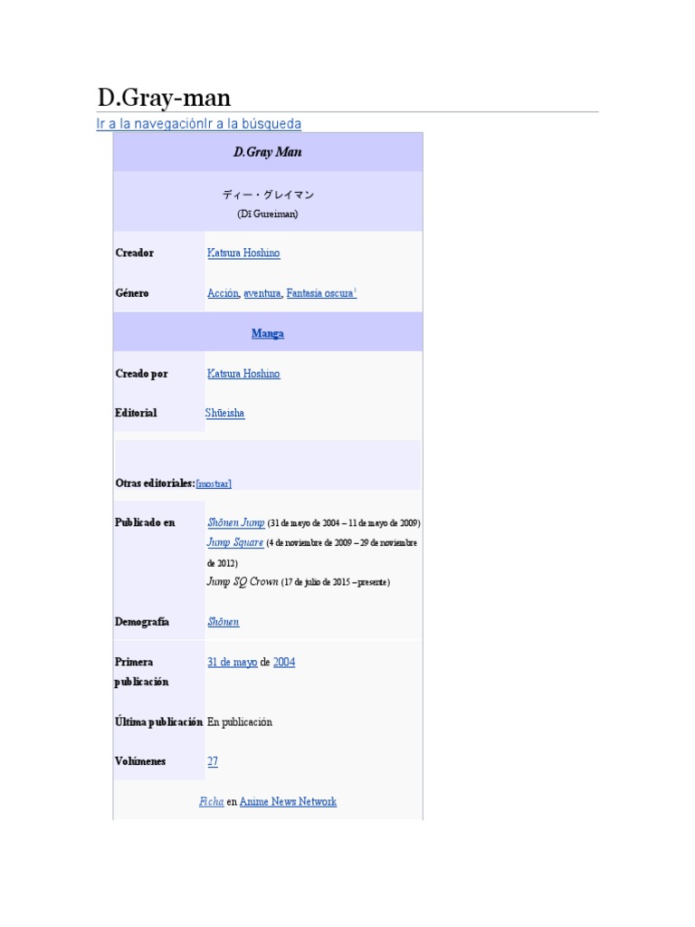 Gray Man | PDF | Anime y manga | Manga